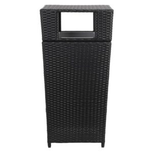 Safavieh Outdoor Collection Mazeli Black Wicker Trash Bin