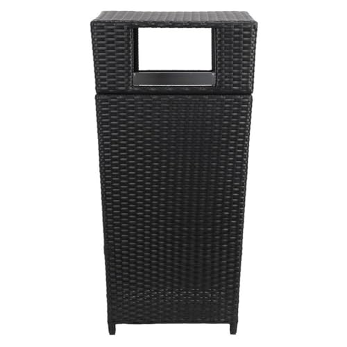 Safavieh Outdoor Collection Mazeli Black Wicker Trash Bin