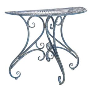 safavieh outdoor collection annalise victorian antique blue accent table