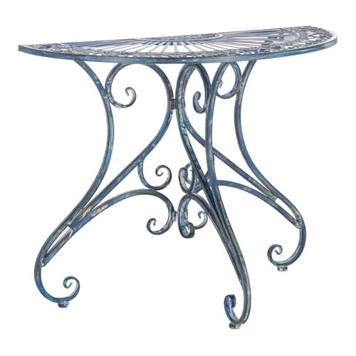 SAFAVIEH Outdoor Collection Annalise Victorian Antique Blue Accent Table