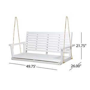 Christopher Knight Home Beata Outdoor Acacia Wood Porch Swing, White