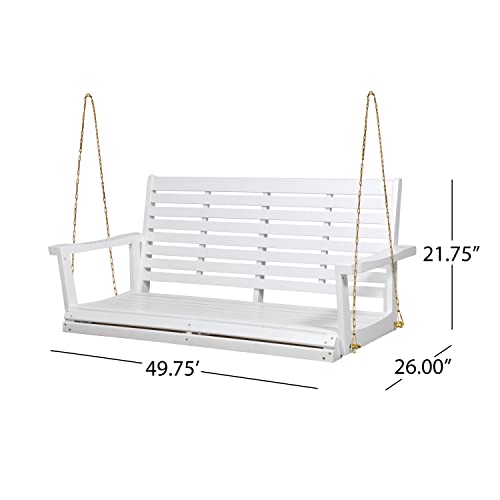 Christopher Knight Home Beata Outdoor Acacia Wood Porch Swing, White