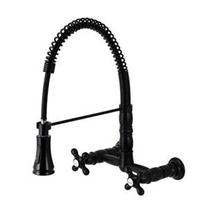 kingston brass gs1240ax heritage pull-down sprayer kitchen faucet, matte black