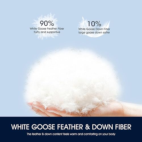 Serta White Goose Feather Down Bed Mattress Topper King Size - Plush Fluffy Anchor Bands Mattress Pad 240 Thread Count 100% Cotton Fabric Featherbed, 78"x80"