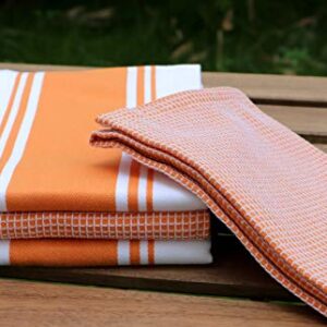 AMOUR INFINI Cotton Kitchen Towels - Set of 4 Highly Absorbent, Ultra Soft Waffle Weave Tea Towel with Hanging Loop - 20x28 Inch Quick Drying Dish Cloths for Cleaning (Orange)