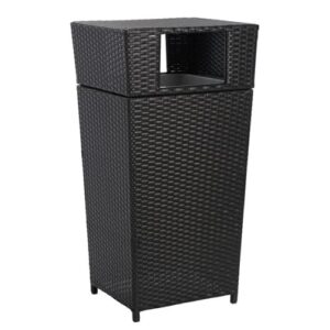 safavieh outdoor collection mazeli black wicker trash bin