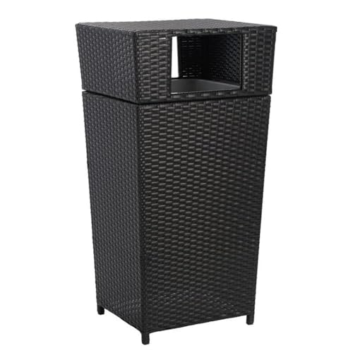 Safavieh Outdoor Collection Mazeli Black Wicker Trash Bin