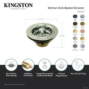 Kingston Brass KBS1006AC Made to Match Basket Strainer, 4-1/2" Diameter, Antique Copper