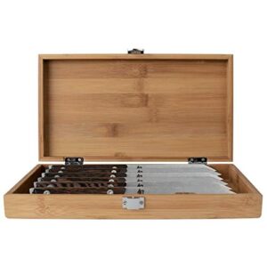 shun kanso 6-piece steak knife set with bamboo box, 5" kanso steak knives, handcrafted japanese knife set, aus10a stainless steel blades, tagayasan handles