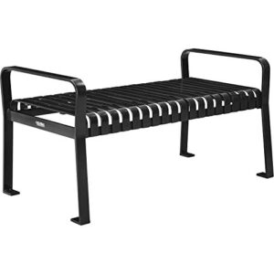 global industrial 48" l outdoor steel slat park bench without back, black