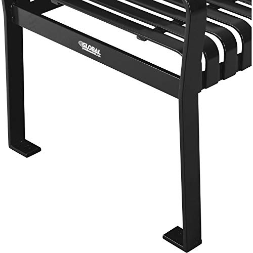 Global Industrial 48" L Outdoor Steel Slat Park Bench Without Back, Black