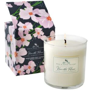 soap & paper factory vanilla fleur 9.5 oz large soy candle