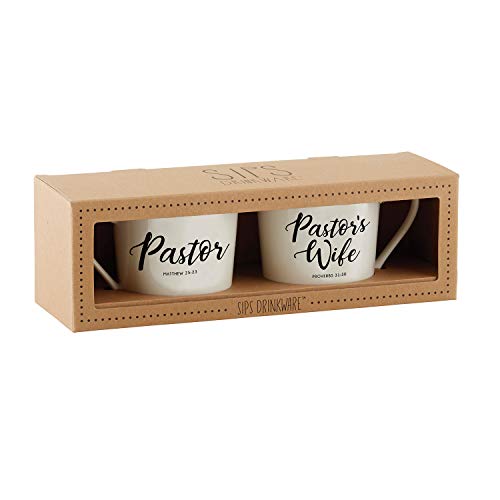 Faithworks Creative Brands Inspirational Bone China Café Mug Gift Set, Set of 2, Pastor & Wife