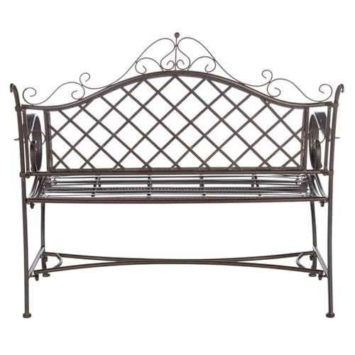 SAFAVIEH PAT5017B Outdoor Collection Abner Rustic Brown Wrought Iron 46-inch Garden Bench