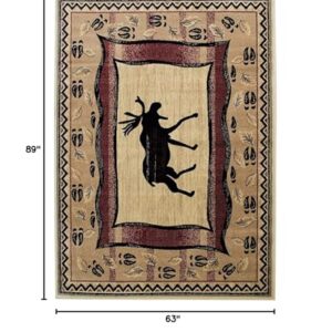 Rustic Lodge Log Cabin Decor Elk Deer Moose Area Rug (5 Feet 3 Inch X 7 Feet 5 Inch)