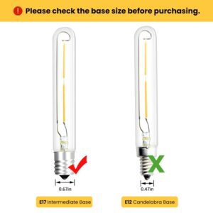 Bonlux LED T6.5 Exit Sign Clear Light Bulbs, 2W E17 Intermediate Base T6.5 LED Appliance Bulb (20W Incandescent Equivalent) for Refrigerator Freezer, Daylight 6000K (4-Pack,E17 Base)