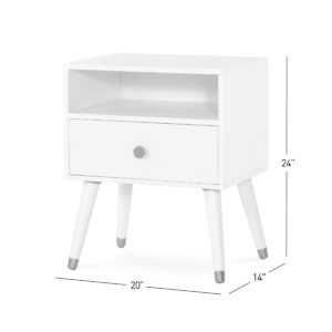 Child Craft Mod Drawer and Shelf Nightstand Accent Table for Nursery or Bedroom, Large Storage Drawer and Shelf, Made of Sturdy Pinewood, Non-Toxic, Baby Safe Finish (Matte White)