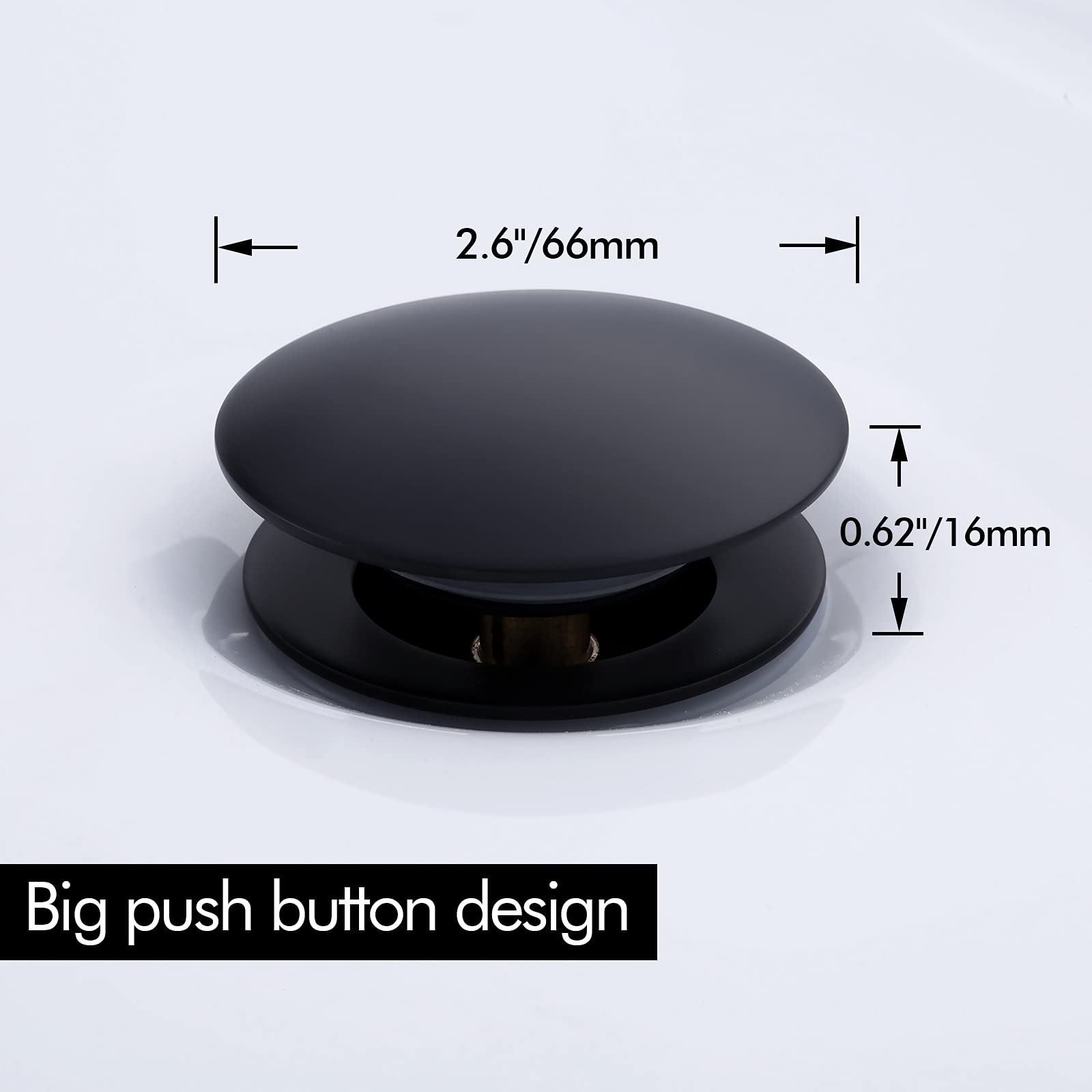 KES Pop Up Drain Without Overflow with Detachable Hair Catcher Sink Drain Strainer for Bathroom Sink Drain Matte Black, S2018D-BK