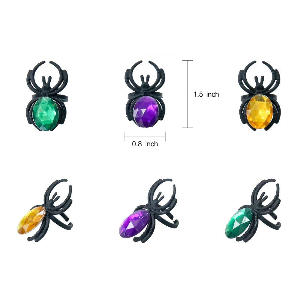 KEPATO 18 Pack Halloween Spider Ring Spider Party Favors Fake Plastic Spider Ring for Halloween Decoration