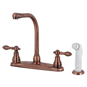 kingston brass kb716acl american classic 8" centerset kitchen faucet, antique copper