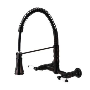 kingston brass gs1245pl heritage pull-down sprayer kitchen faucet, oil rubbed bronze, 13.88 x 13.13 x 16