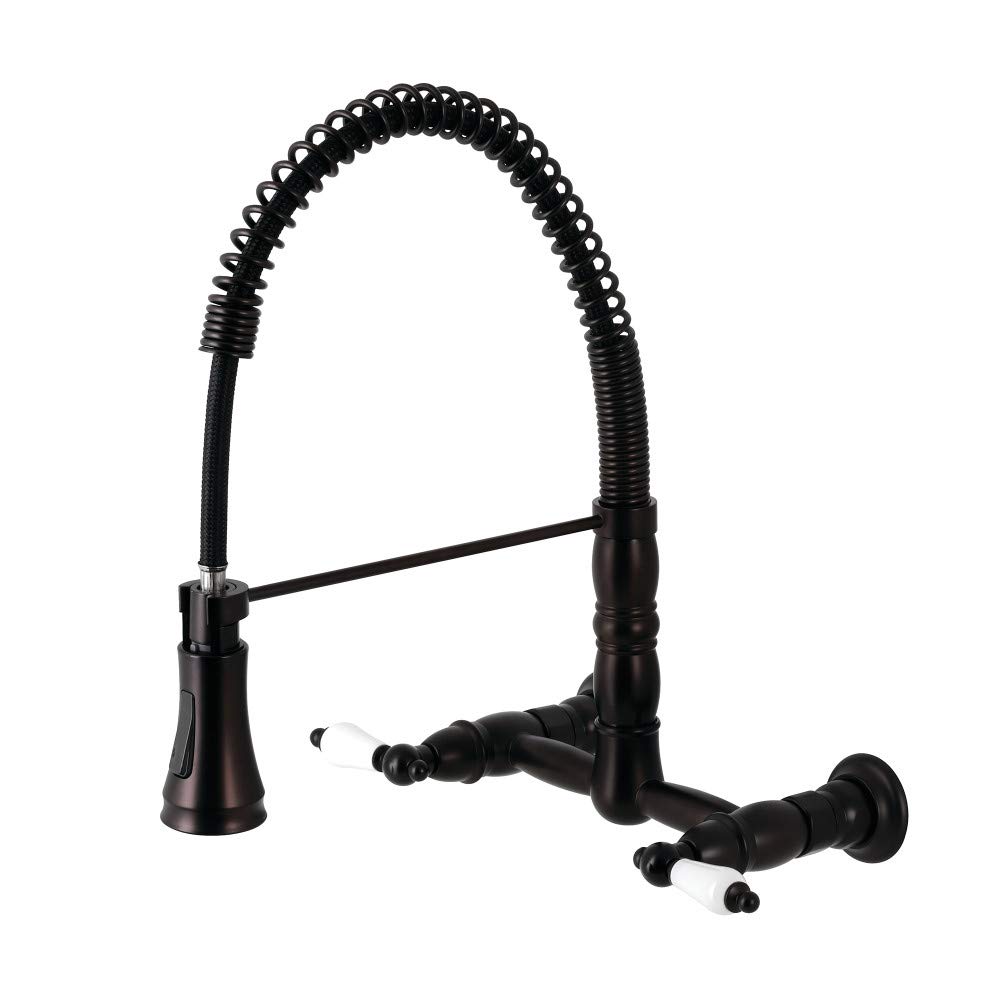 Kingston Brass GS1245PL Heritage Pull-Down Sprayer Kitchen Faucet, Oil Rubbed Bronze, 13.88 x 13.13 x 16