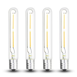 bonlux led t6.5 exit sign clear light bulbs, 2w e17 intermediate base t6.5 led appliance bulb (20w incandescent equivalent) for refrigerator freezer, daylight 6000k (4-pack,e17 base)