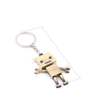 EXCEART 2 Pcs Mini Keychains - Robot Shape Creative Hanging Keyring Ornament Decor Key Holder (Bronze, Silver)