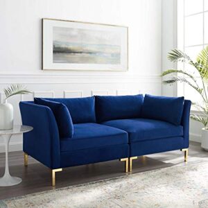 modway ardent performance velvet loveseat, navy