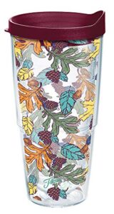 tervis fiesta thanksgiving butterscotch fall leaves made in usa double walled insulated tumbler travel cup keeps drinks cold & hot, 24oz, lidded