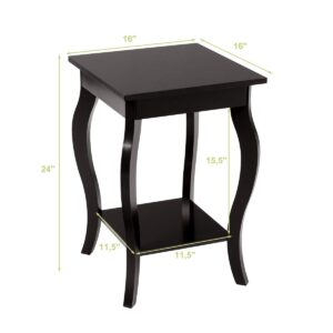 Giantex End Table 16" W/Storage & Shelf Curved Legs Home Furniture for Living Room Accent Sofa Side Table Nightstand (2, Dark Coffee)