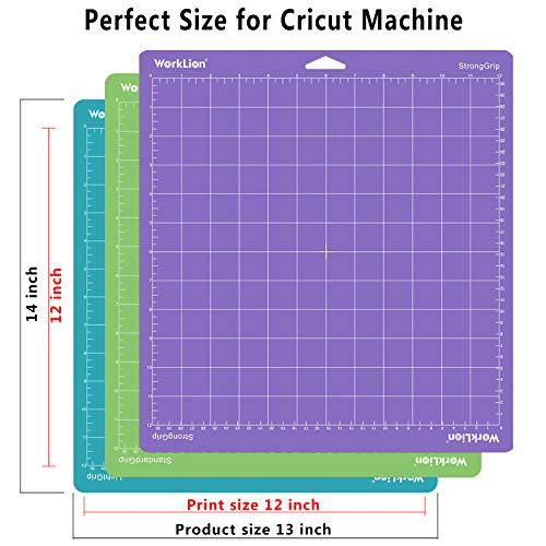 WORKLION Cutting Mat 12x12 for Cricut: Cricut Explore One/Air/Air 2/Maker Gridded Adhesive Non-Slip Durable Mat for Sewing Quilting and Arts & Crafts Projects - Cutting Mat Set(Variety)