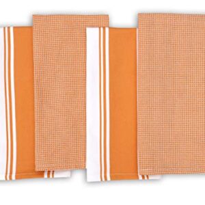 AMOUR INFINI Cotton Kitchen Towels - Set of 4 Highly Absorbent, Ultra Soft Waffle Weave Tea Towel with Hanging Loop - 20x28 Inch Quick Drying Dish Cloths for Cleaning (Orange)