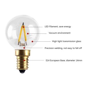 MaoTopCom E14 Vintage Edison LED Light Bulbs 1W Non-Dimmable, European Base Daylight White 6500K 10 Watt Replacement G40 Equivalent Filament Mini Globe Bulb, Clear Glass, AC 110V(6 Pack)