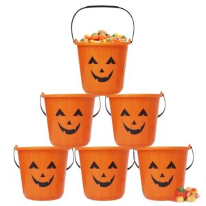 zcaukya halloween pumpkin trick treat bucket, 6 pack halloween pumpkin candy bucket, trick treat bucket, portable plastic candy pumpkin pails