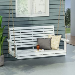 Christopher Knight Home Beata Outdoor Acacia Wood Porch Swing, White