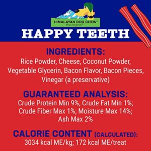 Himalayan Dog Chew Happy Teeth Yak Cheese Dog Chews Dental Chews, 100% Natural, Long Lasting, Gluten Free, Healthy & Safe Dog Treats for Oral Health, Lactose & Grain Free, Protein Rich, Bacon, 2 Chews