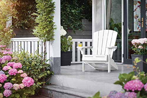 Keter Alpine Adirondack Resin Outdoor Furniture Patio Chairs with Cup Holder-Perfect for Beach, Pool, and Fire Pit Seating, White