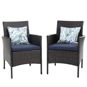 mfstudio patio pe rattan chairs set of 2, outdoor patio wicker chairs - metal frame, waterproof cushions and removable covers, 350lbs