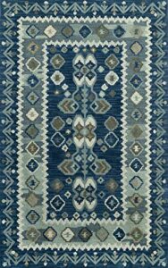 momeni tangier wool hand tufted traditional indoor area rug, blue, 8' x 11'