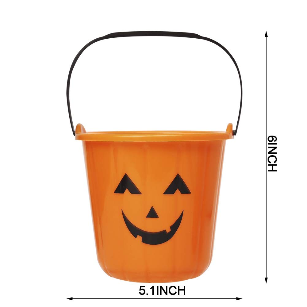 Zcaukya Halloween Pumpkin Trick Treat Bucket, 6 Pack Halloween Pumpkin Candy Bucket, Trick Treat Bucket, Portable Plastic Candy Pumpkin Pails