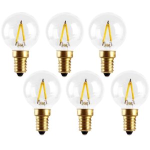 maotopcom e14 vintage edison led light bulbs 1w non-dimmable, european base daylight white 6500k 10 watt replacement g40 equivalent filament mini globe bulb, clear glass, ac 110v(6 pack)