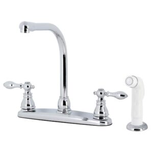 kingston brass kb711acl american classic 8" centerset kitchen faucet, 7-inch spout reach, polished chrome