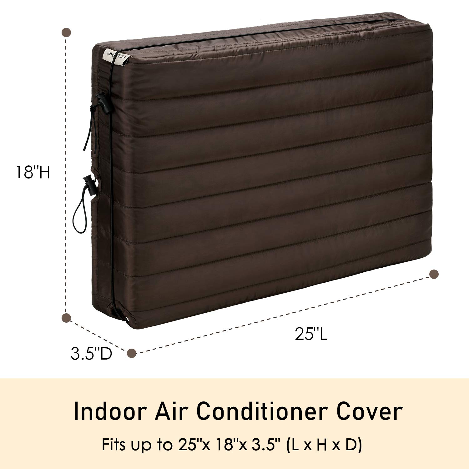 FORSPARK Indoor Air Conditioner Cover, AC Covers for Inside with Free Drawstring, 25 x 18 x 3.5 inches (L x H x D) -Brown