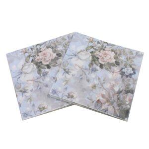 wallye french rose paper napkins, vintage floral tissue for tea party, luncheon, bridal shower, tea party, wedding or decoupage, 20 pack