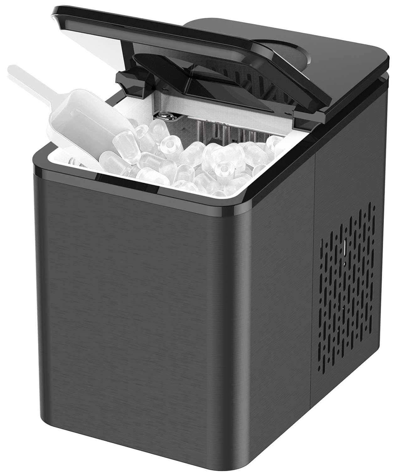 SOOPYK Ice Makers Countertop, Portable Ice Makes 27 lbs in 24 hrs - 9 Ice Cubes Ready in 5-7 Mins, Ice Maker Machine with Self- Cleaning Function with Ice Scoop and Basket