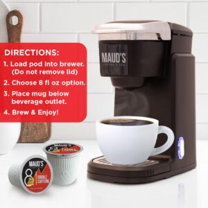 Maud's Double Caffeine Dark Roast Coffee Pods, 24 ct | 2X Double Caffeine Coffee | 100% Arabica Dark Roast Coffee | Solar Energy Produced Recyclable Pods Compatible with Keurig K Cups Maker