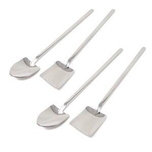 honbay 4pcs stainless steel long handle ice cream spoon sets mixing stiring spoons shovels for home party bar (silver)