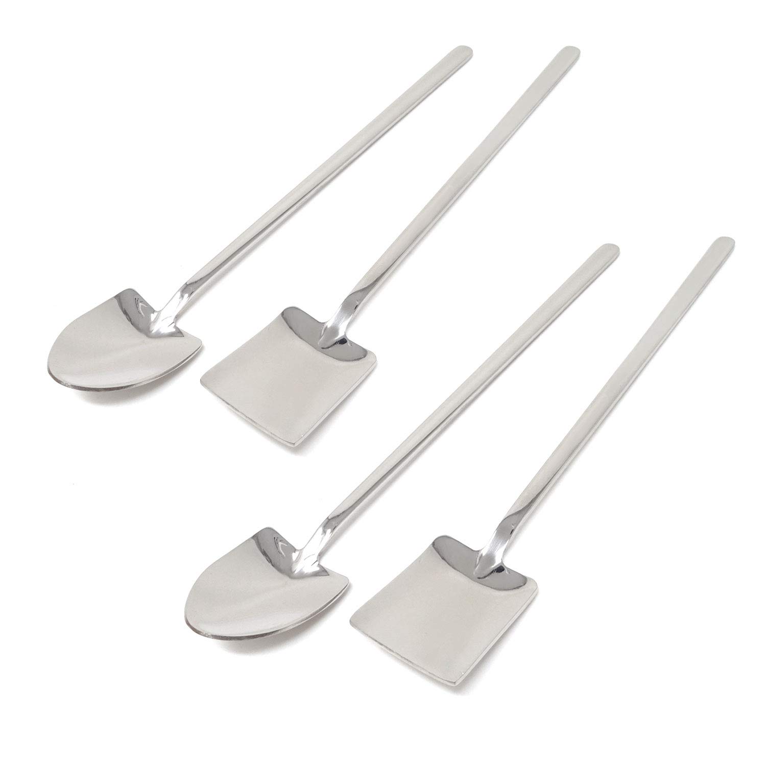 Honbay 4PCS Stainless Steel Long Handle Ice Cream Spoon Sets Mixing Stiring Spoons Shovels for Home Party Bar (silver)