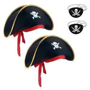 m&g house halloween adult and kid's party pirate hats caribbean pirate hat cap - 2 pieces black